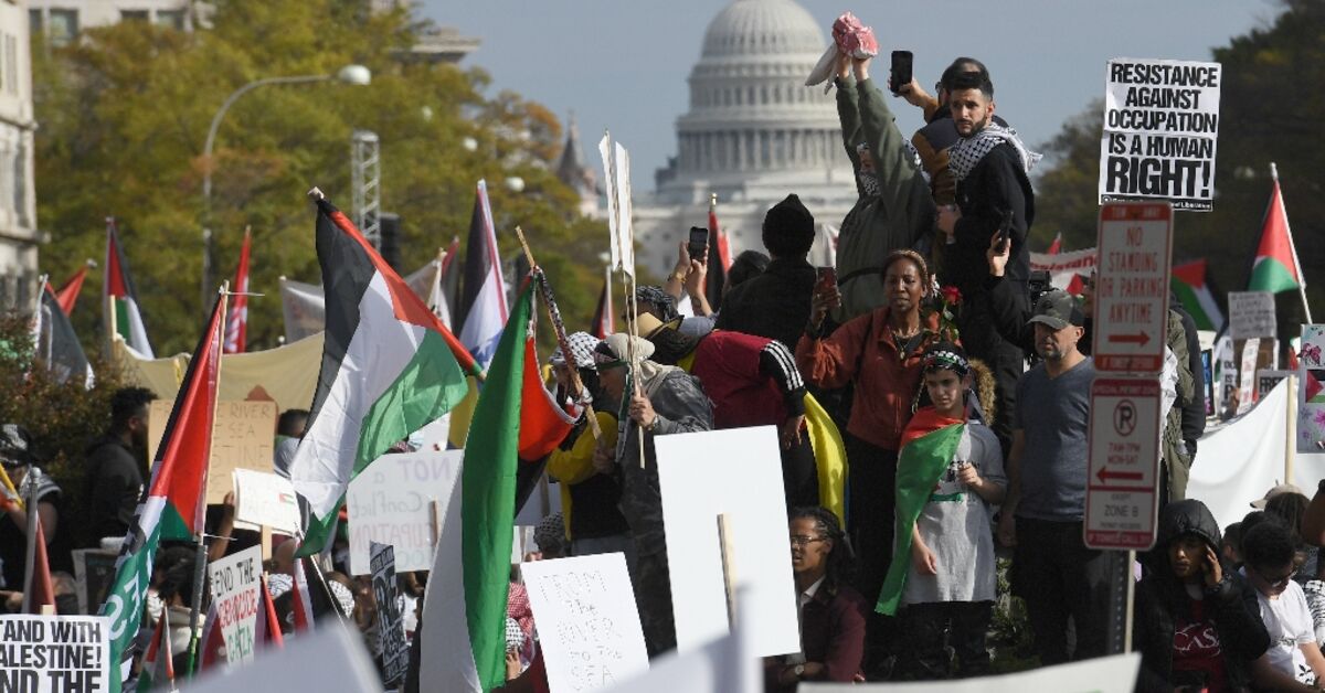 Protesters slam Biden's Israel policy at pro-Palestinian march in ...