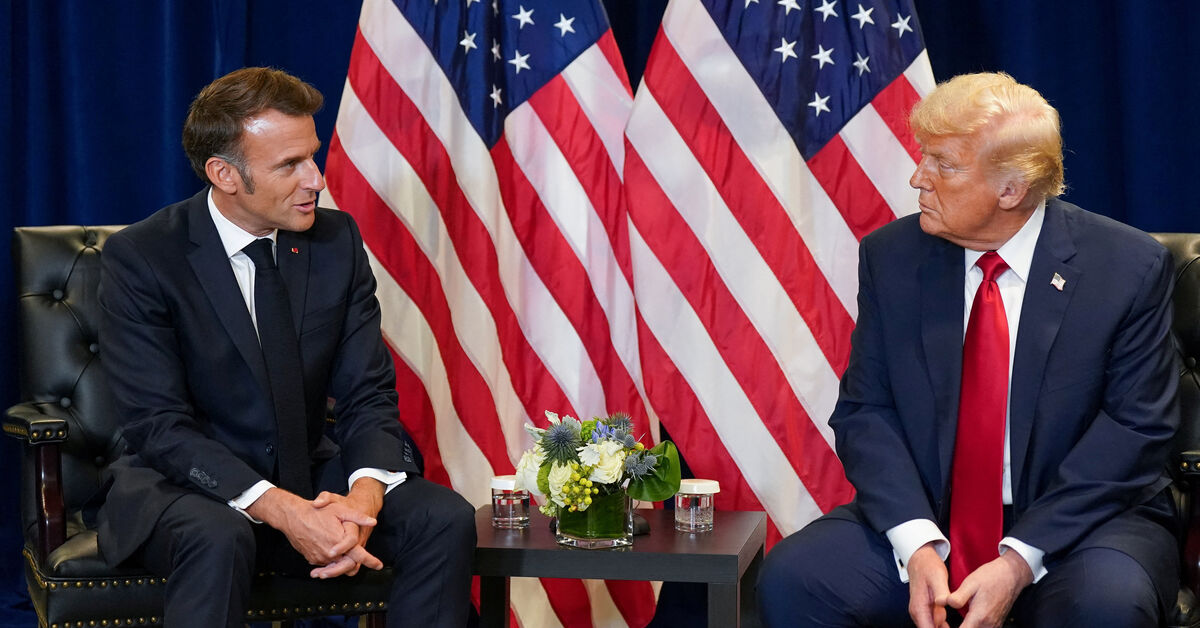 Macron, sitting next to Trump, says recognizing Palestine does not ...